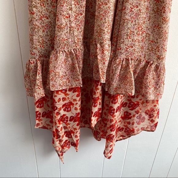 Free People | Skirts | Nwt Free People Zuma Floral Ruffle Midi Skirt ...